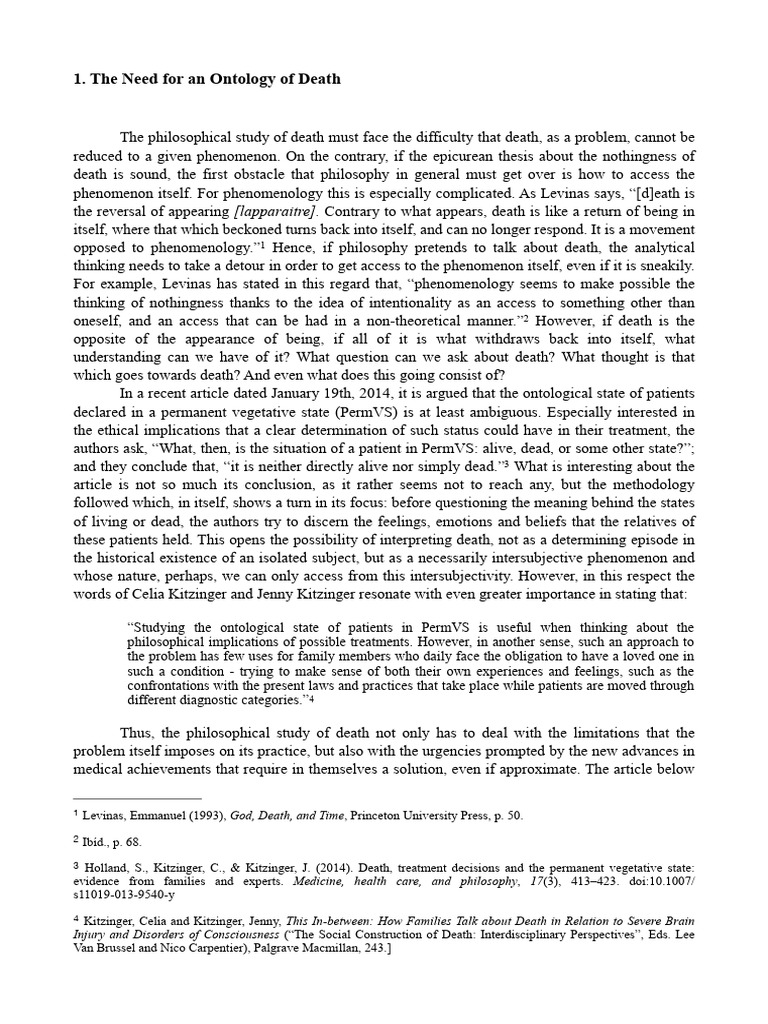 Ontology of Death: Philosophical Insights | PDF | Being And Time | Martin Heidegger