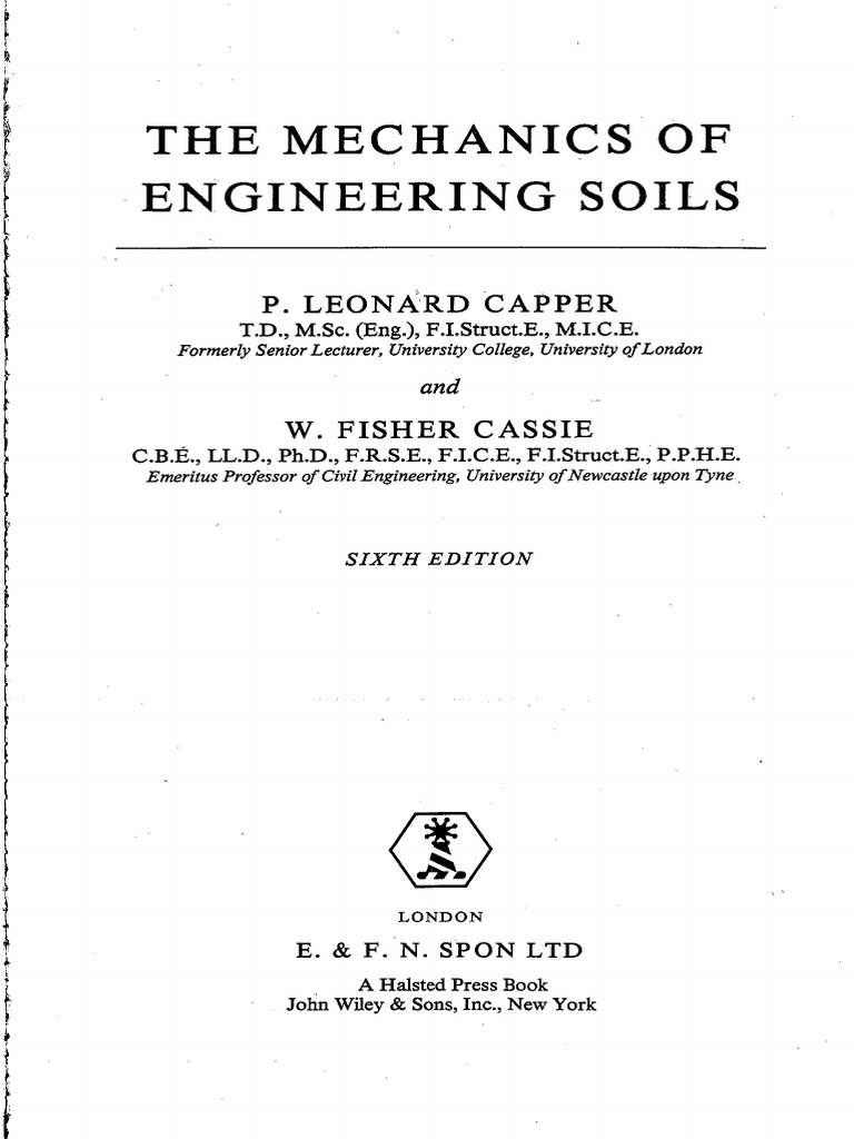 Mechanics of Engineering Soils (Edn6) - Capper & Cassie (1976) | PDF