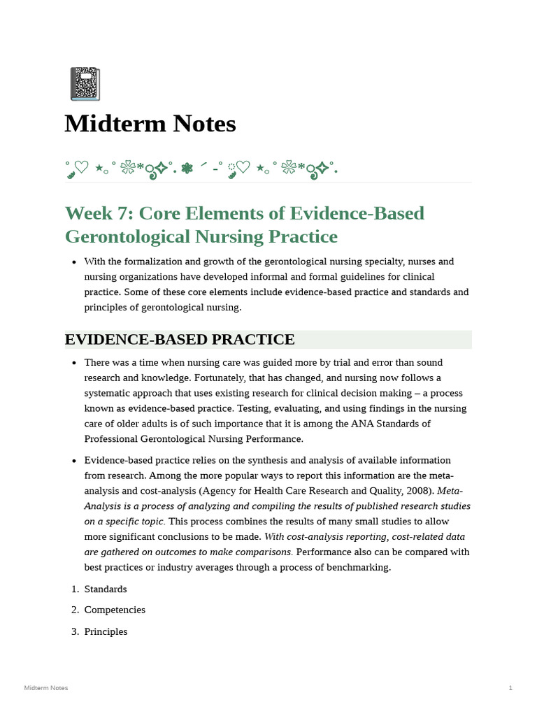 Geria (Midterms) | PDF | Sleep | Evidence Based Medicine