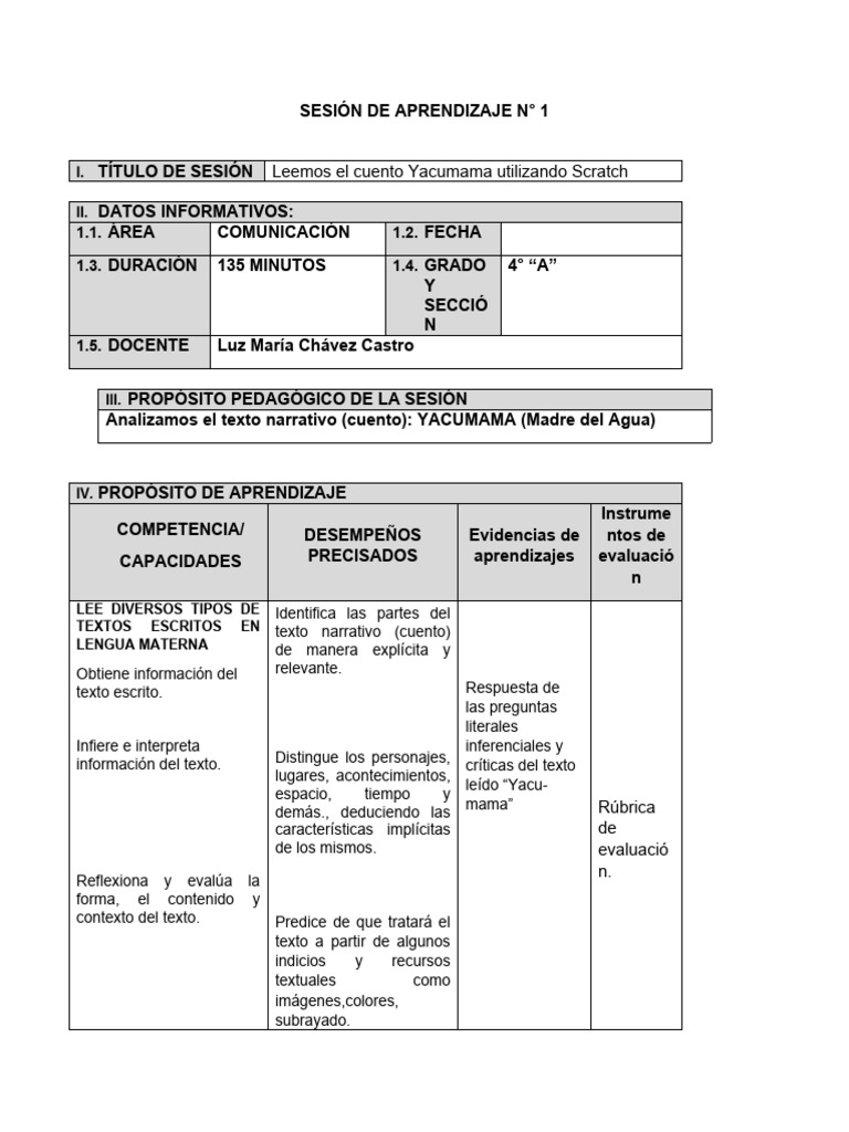 Lee El Cuento Yacumama Con El Lenguaje de Programación Scratch | PDF | Scratch (lenguaje de ...