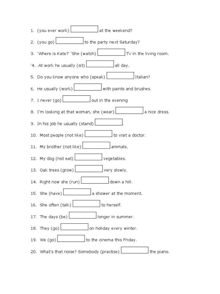 Mix Present Simple, Present Continuous. | PDF | Grammatical Number | Plural