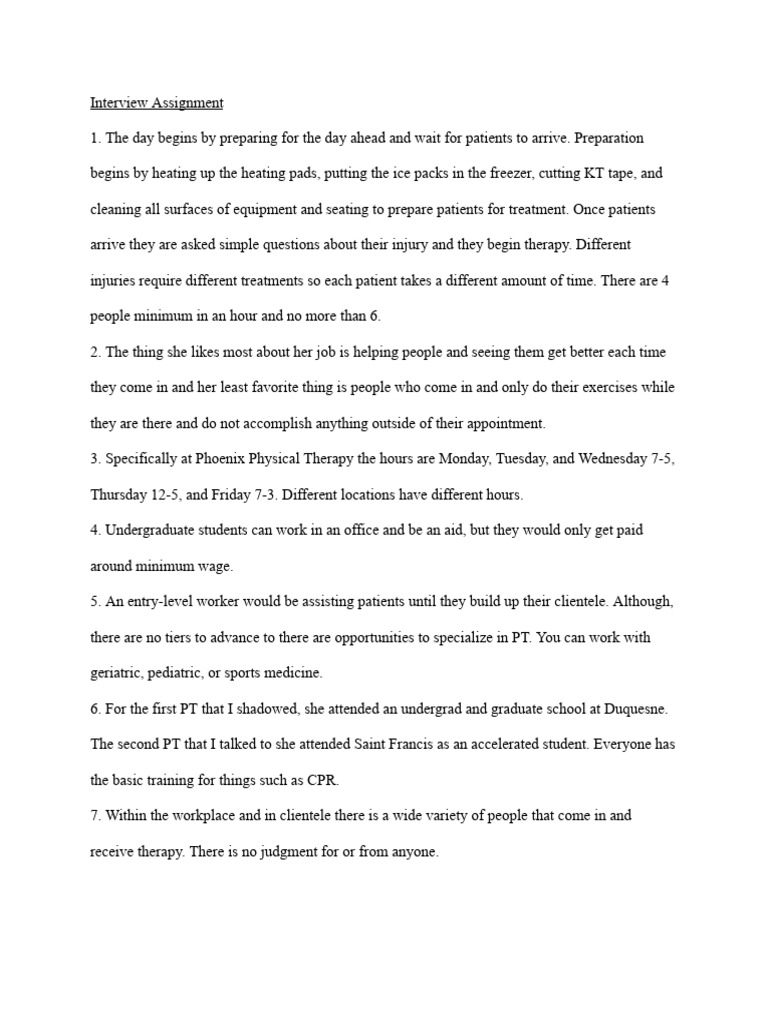 Career Shadowing PT | PDF | Physical Therapy | Therapy