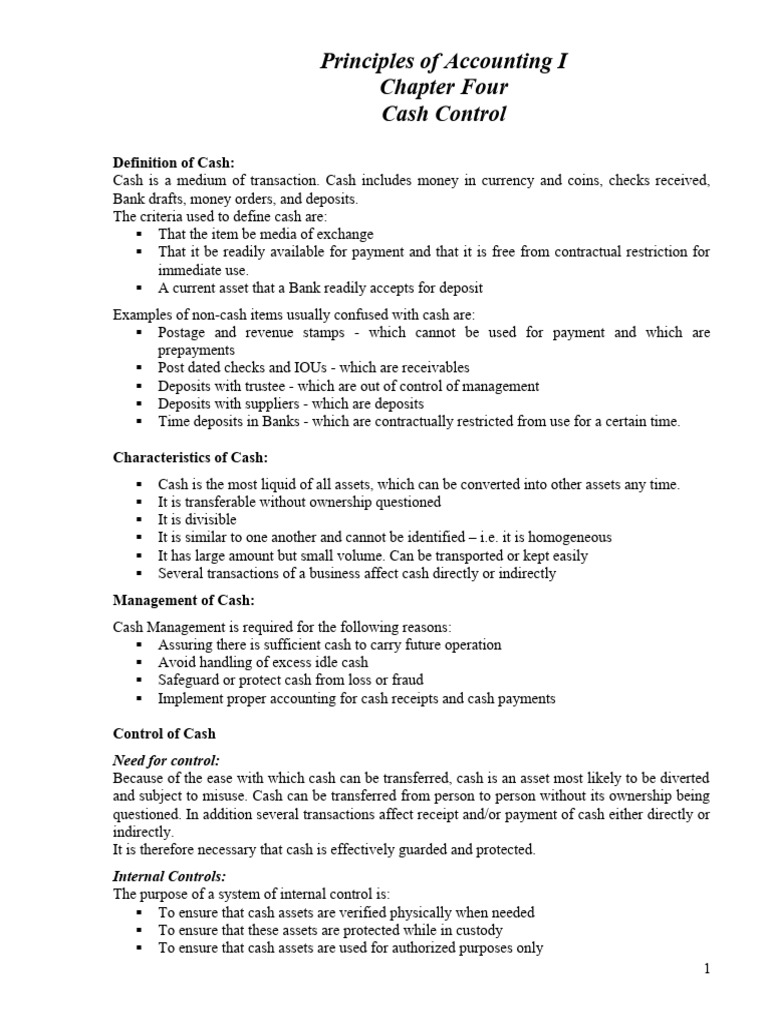 Chapter 4 - Cash Control | PDF | Cheque | Deposit Account