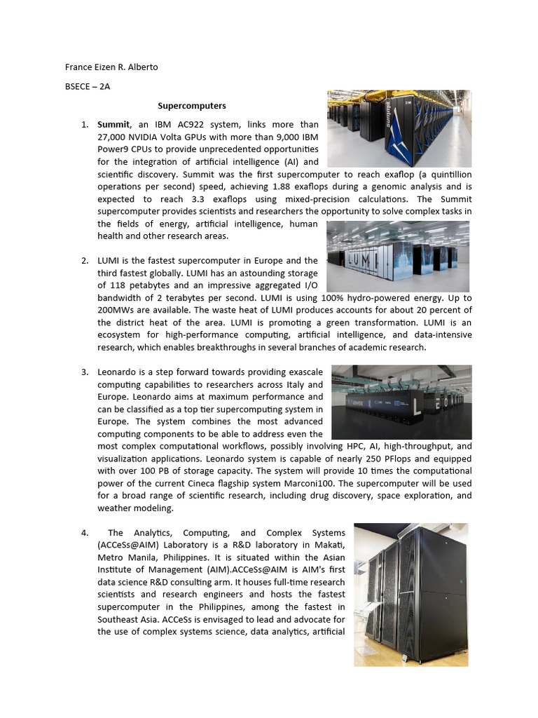 SUPERCOMPUTERS | PDF | Supercomputer | Computing