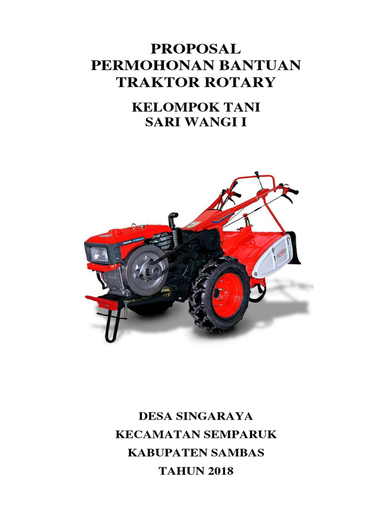 Proposal Permohonan Bantuan Traktor Rotary Kelompok Tani Sari Wangi I | PDF