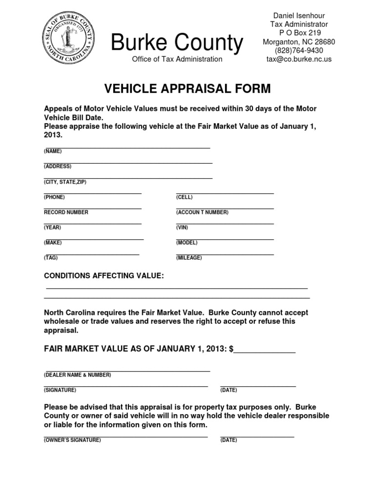 County Vehicle Appraisal Form | PDF