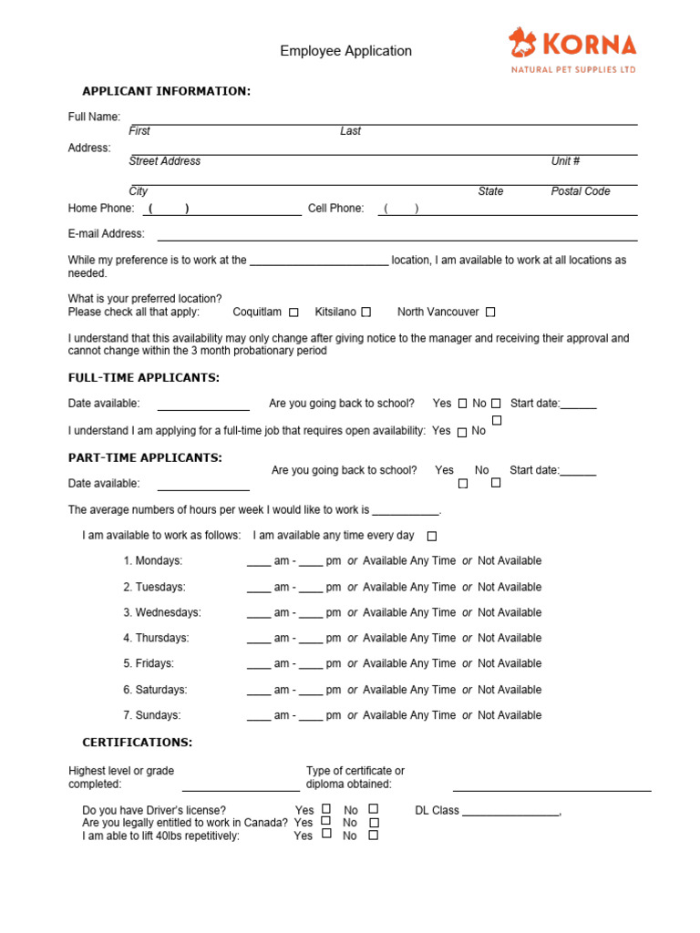 Employee Application Form 2022 | PDF | Employment | Salary