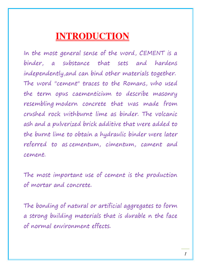 Setting - of - Cement Word File Completed Final | Download Free PDF ...