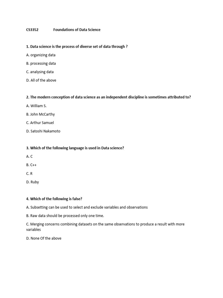 CS3352 Foundations of Data Science | PDF