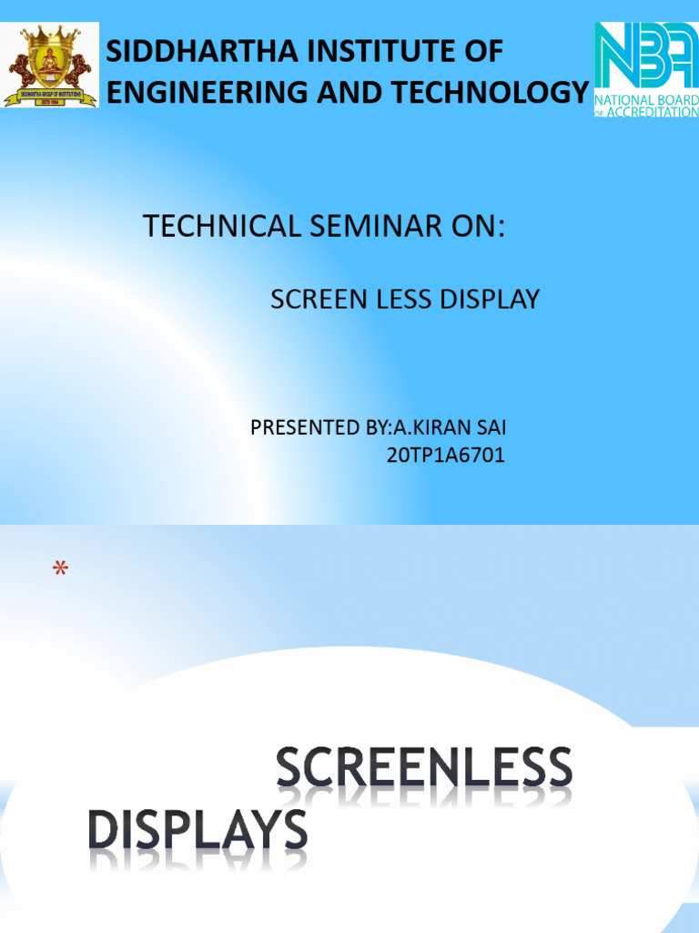 Technical Seminar Screenless Displays | PDF