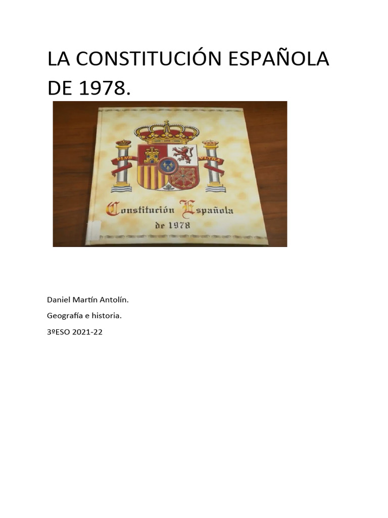 La Constitución Española Del 78 Pdf Constitución Democracia