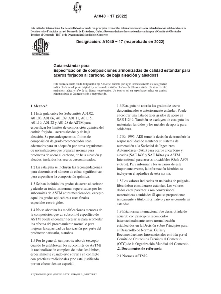 ASTM A1040 Español | PDF | Acero | Estandarización