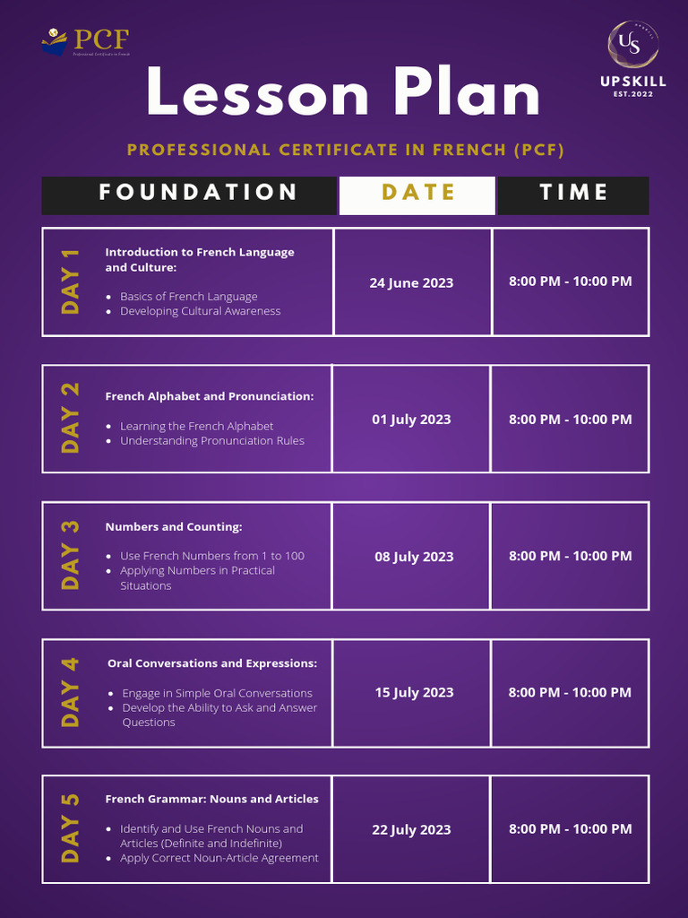 PCF - Lesson Plan - B01 | PDF | Reading Comprehension | French Language PCF - Lesson Plan - B01 | PDF | Reading Comprehension | French Language