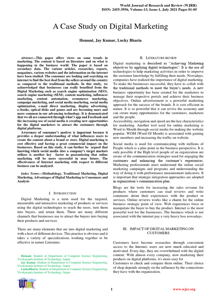 Digi Marketing Ase Study | PDF | Digital Marketing | Marketing