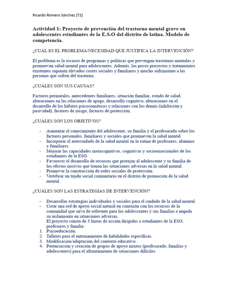 Actividad Complementaria 2 | PDF | Salud mental | Trastorno mental