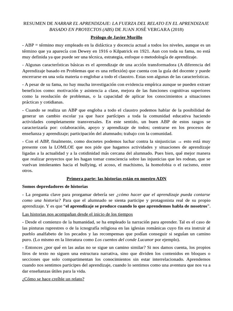 Resumen de Narrar El Aprendizaje | PDF | Aprendizaje | Enseñando Resumen de Narrar El Aprendizaje | PDF | Aprendizaje | Enseñando