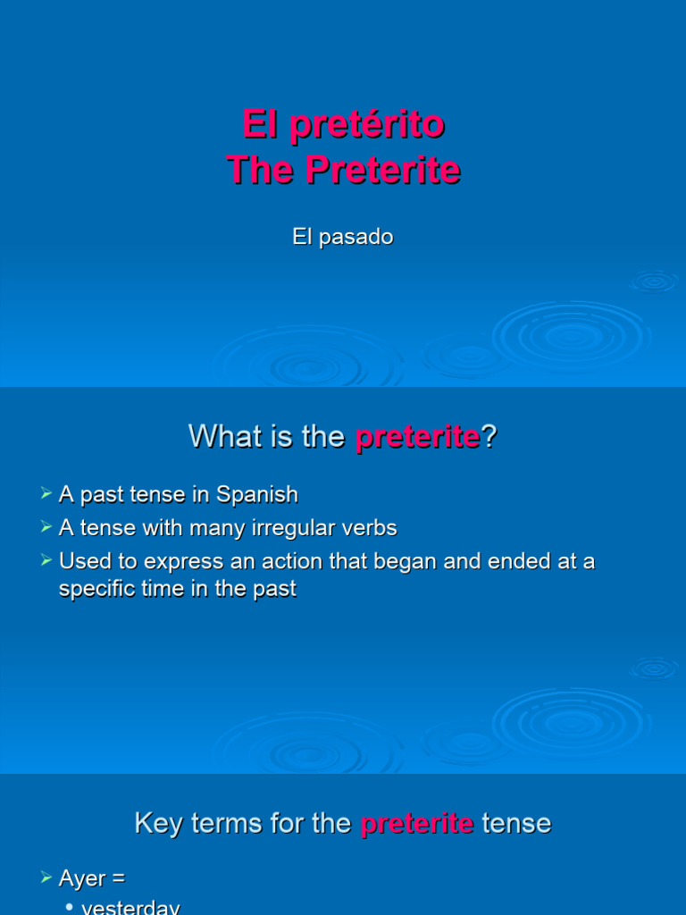 El Preterito | PDF | Artes del Lenguaje y Comunicación