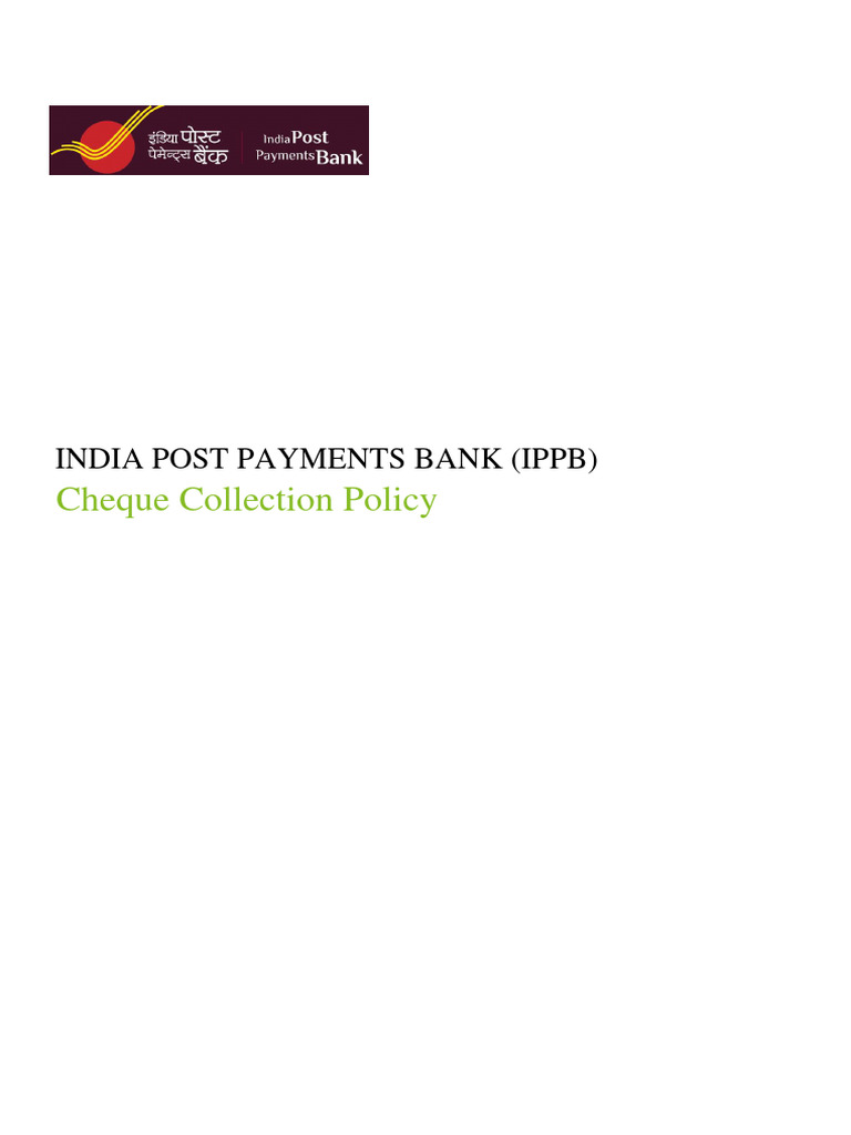 IPPB Cheque Collection Policy Overview | PDF | Cheque | Clearing (Finance)