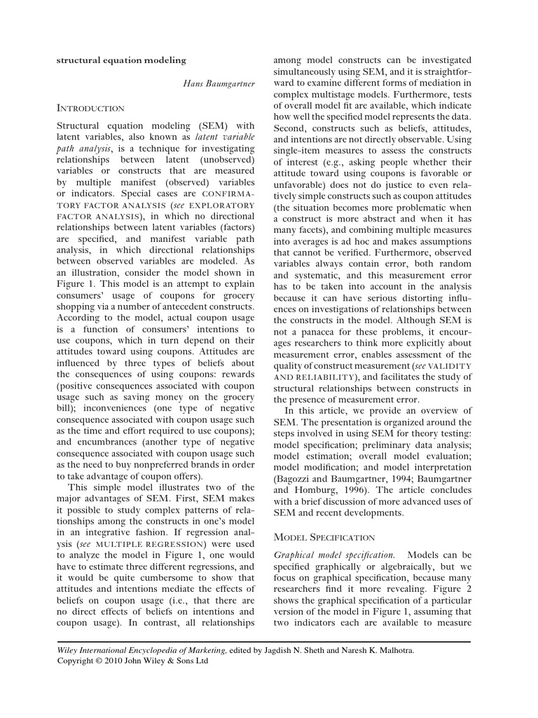 Baumgartner - 2010 - Structural equation modeling (SEM) | PDF | Structural Equation Modeling ...