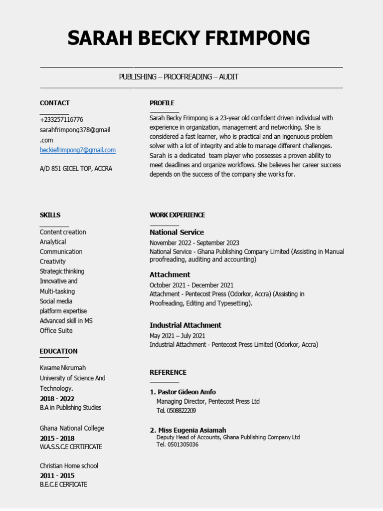 Sarah Becky Frimpong: Publishing Profile | PDF | Career & Growth