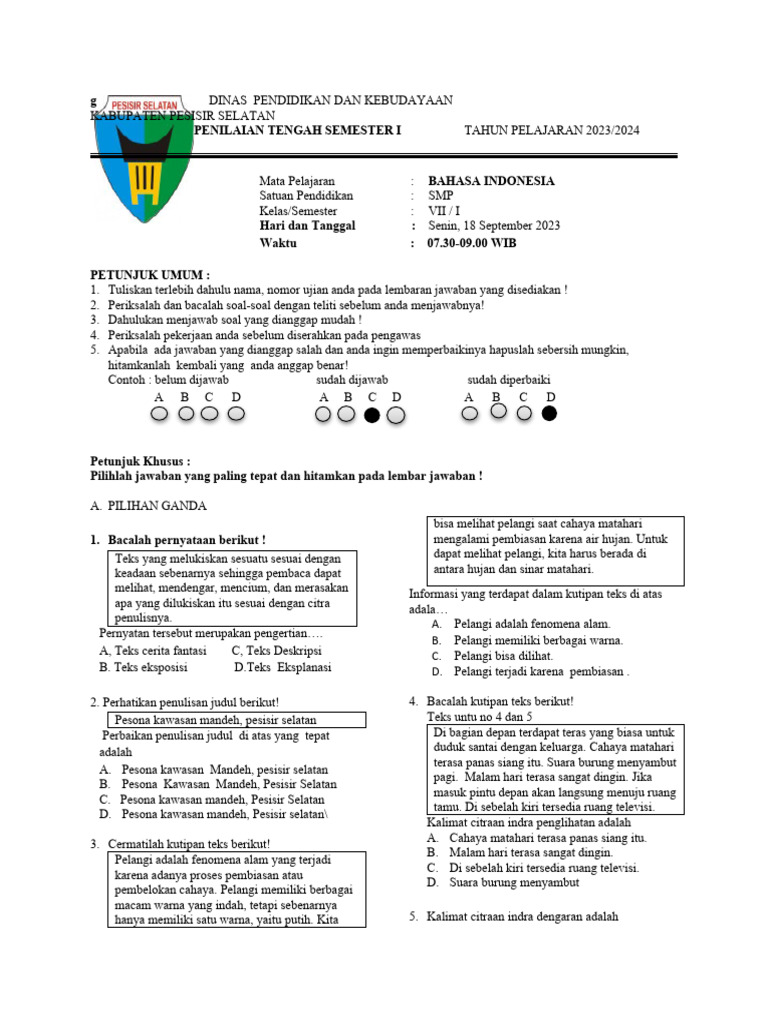 Soal Kelas VII Kumer Uts - Docx Ok | PDF
