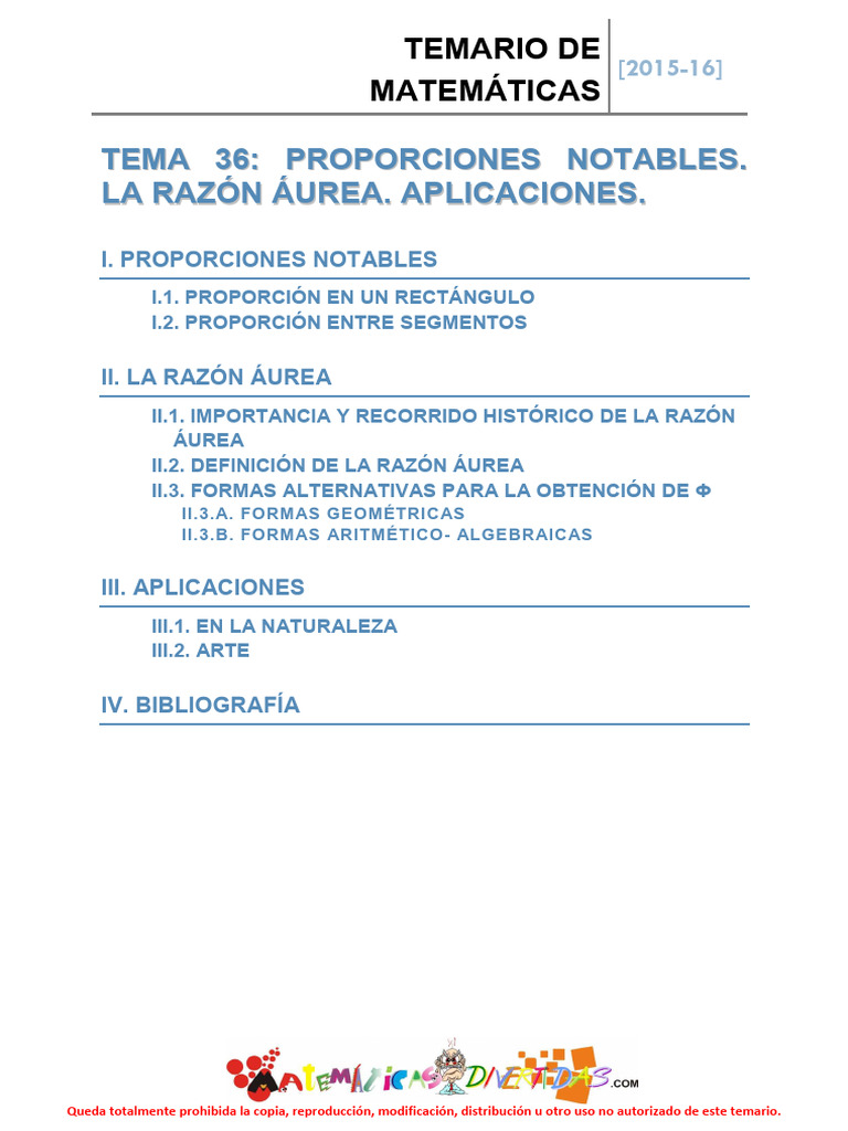 Tema 36 Proporciones Notables. La Razón Aurea. Aplicaciones 2015-16 ...