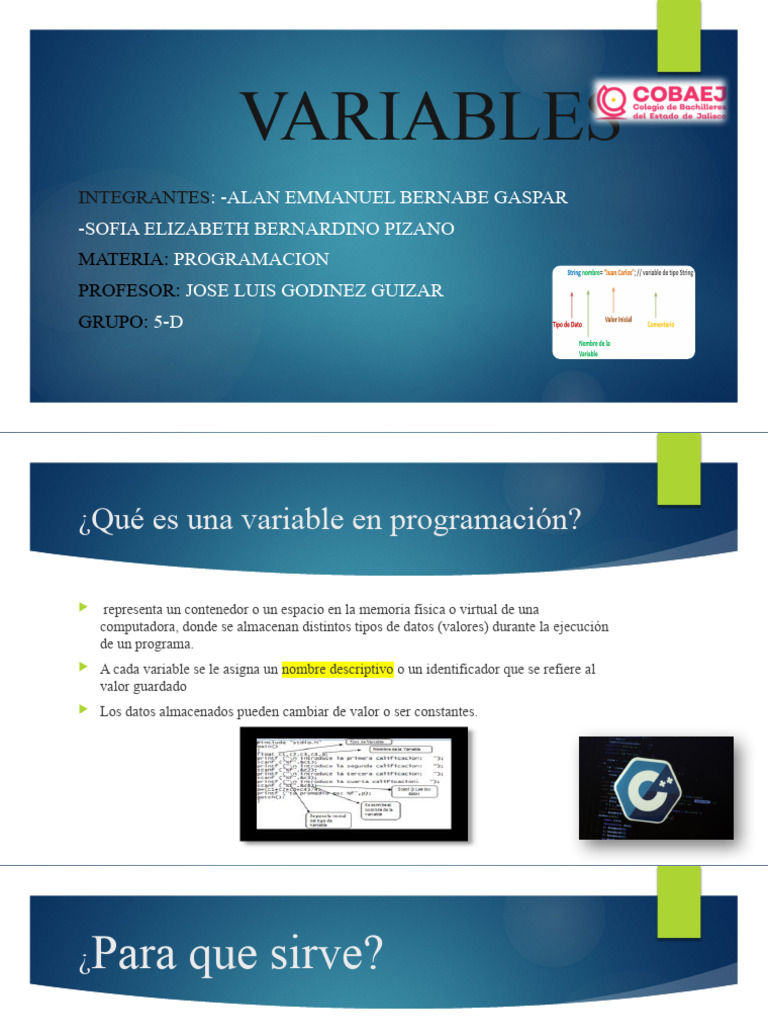 Variables | Descargar gratis PDF | Lenguaje de programación | Variable (informática)