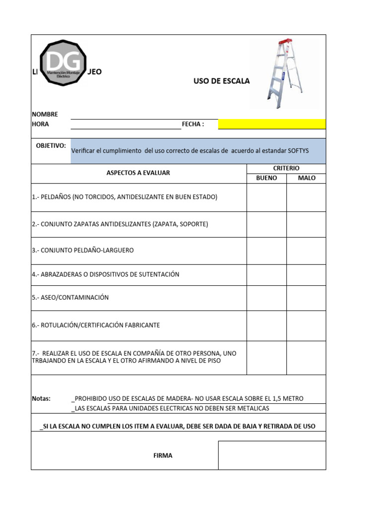 Chequeo Escala de Mano | PDF