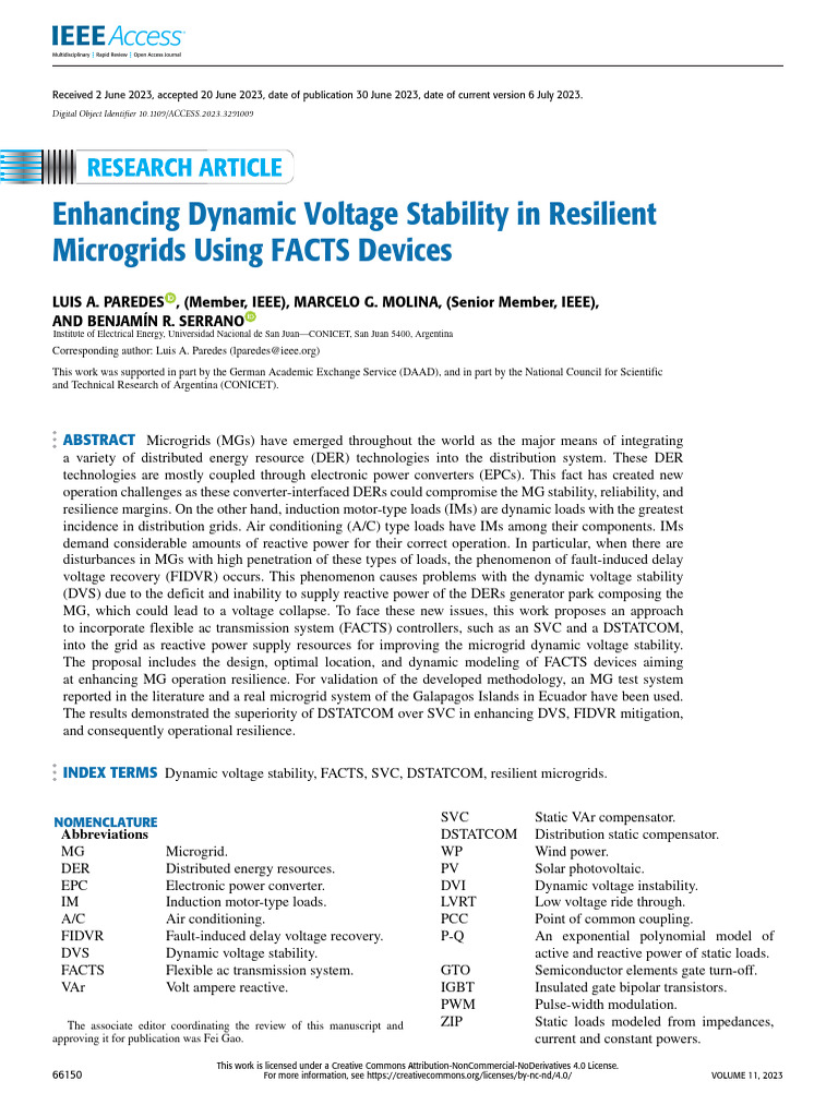 Dynamic Voltage Stability Resilient Microgrids FACTS - 1 | PDF | Distributed Generation ...