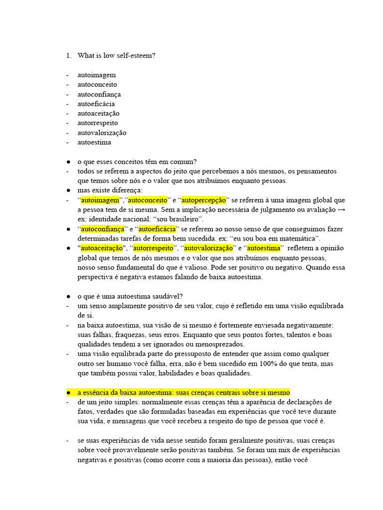 Overcoming Low Self-Esteem (Fennell) - Anotações | PDF | Ansiedade ... Overcoming Low Self-Esteem (Fennell) - Anotações | PDF | Ansiedade ...