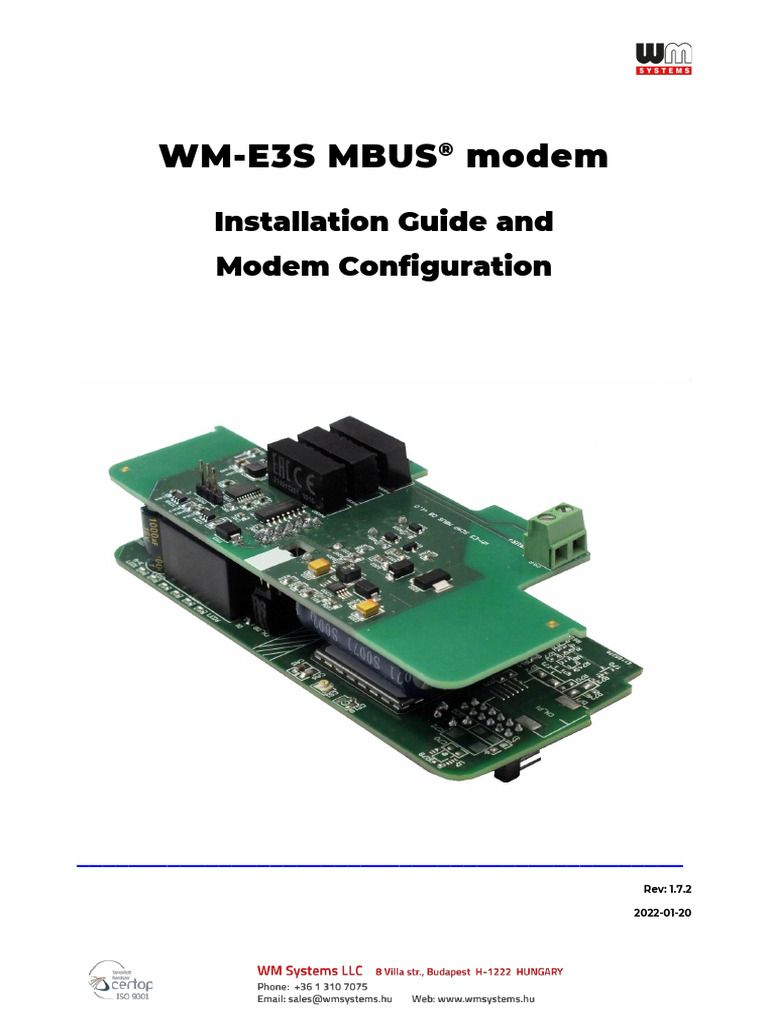 WM-E3S-MBUS Modem Inst Config V1 7 2 | PDF | Modem | Computer Network