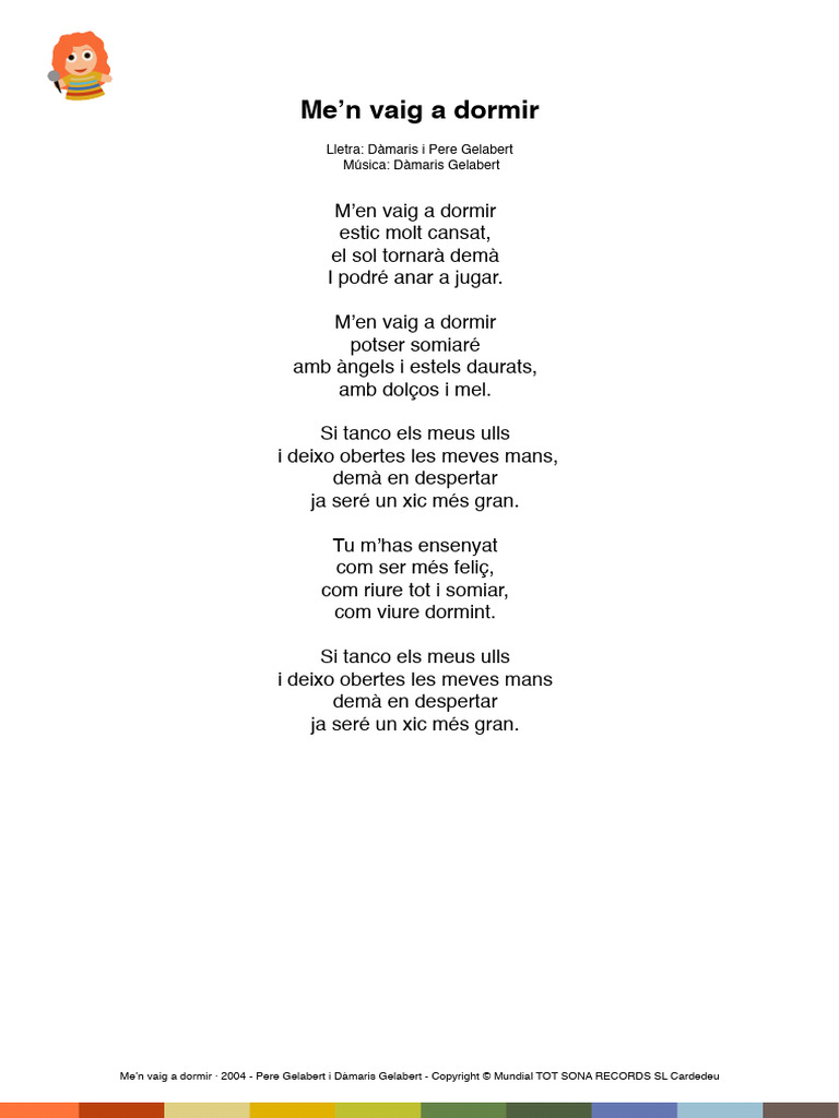 5.cancons de Bressol - Lletra.men Vaig A Dormir | PDF