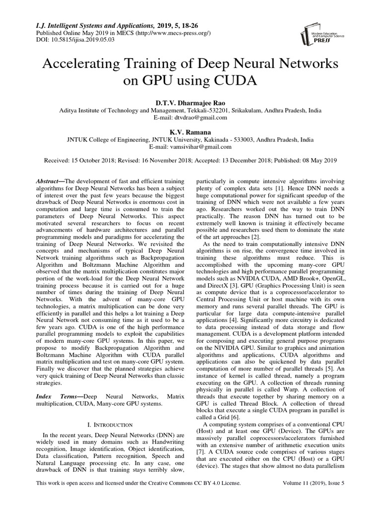Ijisa V11 N5 3 | PDF | Graphics Processing Unit | Deep Learning