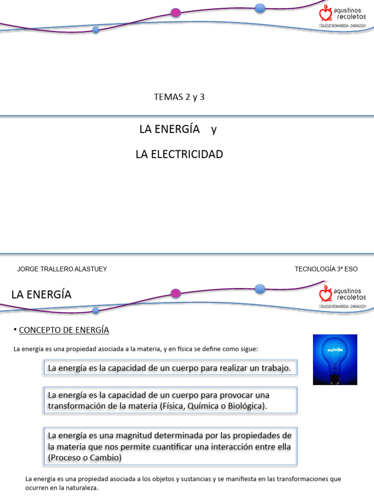 Temas 2 y 3 La Energía y Electricidad | PDF | Resistencia Eléctrica y ...