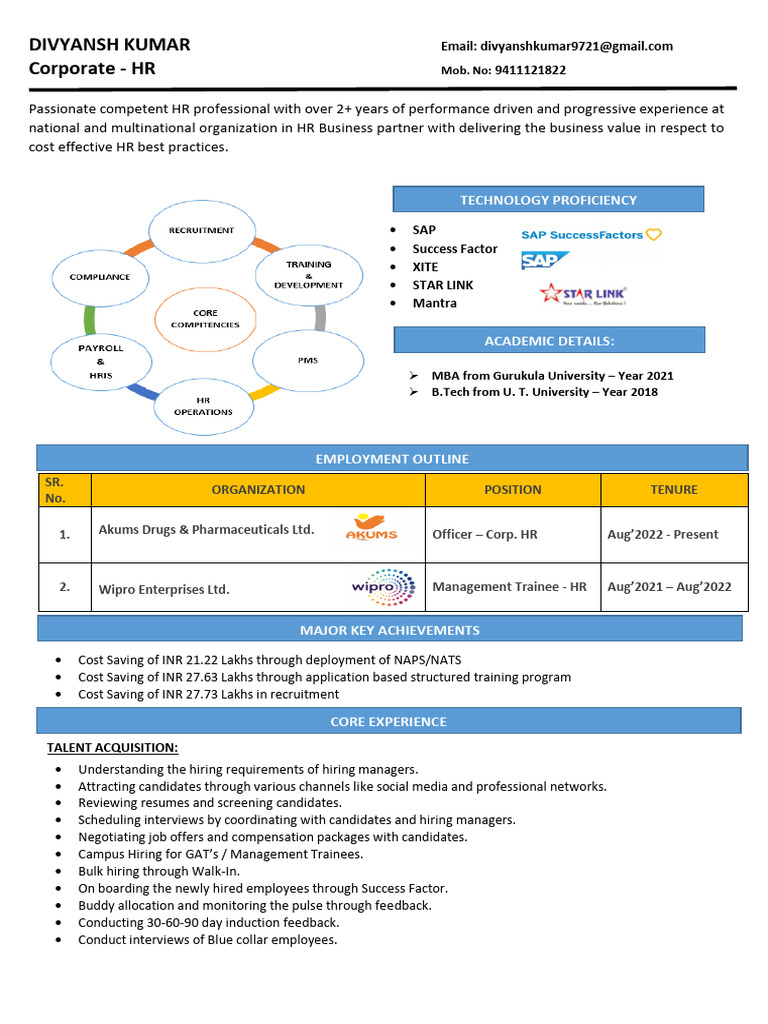 CV (Divyansh Kumar) | PDF | Recruitment | Business