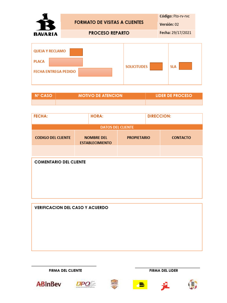 Formato de visitas a clientes | PDF