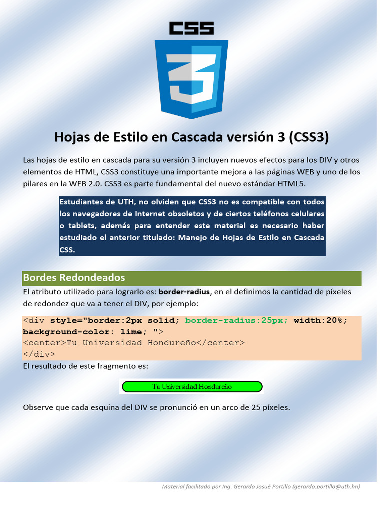 7.-Hojas de Estilo en Cascada Version 3 - CSS3 | PDF | Desarrollo de software | Red mundial