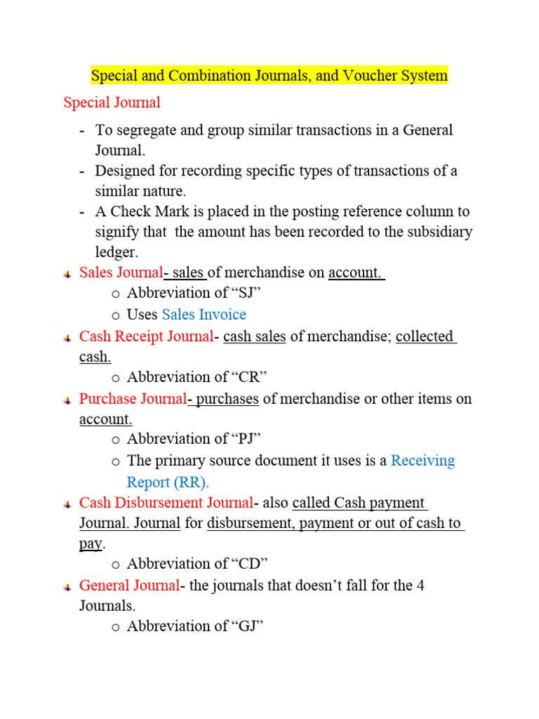 P2 NOtes Special and Combination Journals | PDF | Voucher | Accounts ...