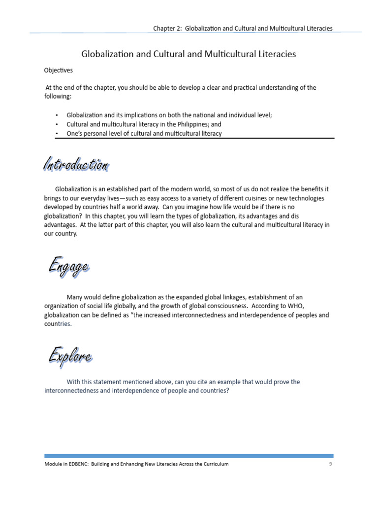 Chapter-2-Globalization and Cultural and Multicultural Literacies | PDF | Globalization | Literacy