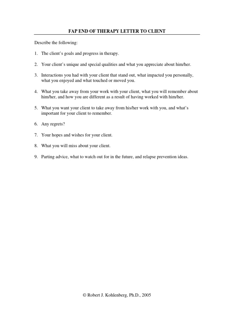 FAP Therapy Client Closure Letter | PDF
