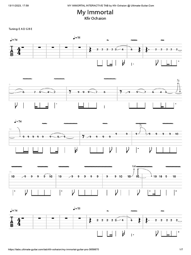 MY IMMORTAL INTERACTIVE TAB by Kfir Ochaion @ | PDF