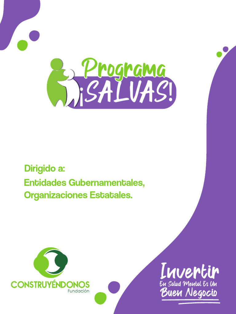 Portafolio Programa Savas Entidades Gubernamentales | PDF | Salud mental | Trastorno mental
