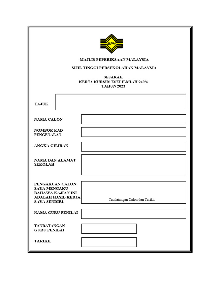Muka Depan KK 2023 | PDF