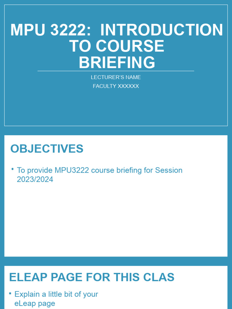 MPU3222 - Course Introduction Briefing For Student (Sem 1 - 2022-2023 ...
