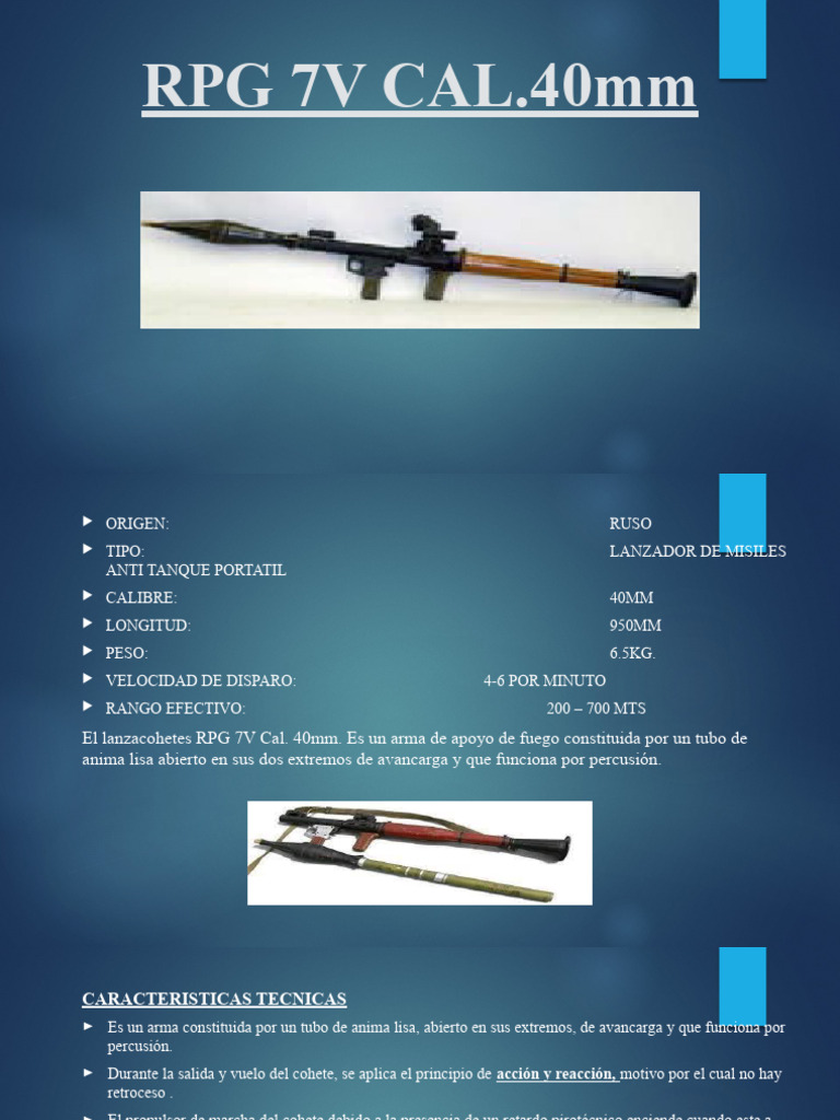 RPG 7V CAL.40mm | PDF | Armas de proyectiles | Balística