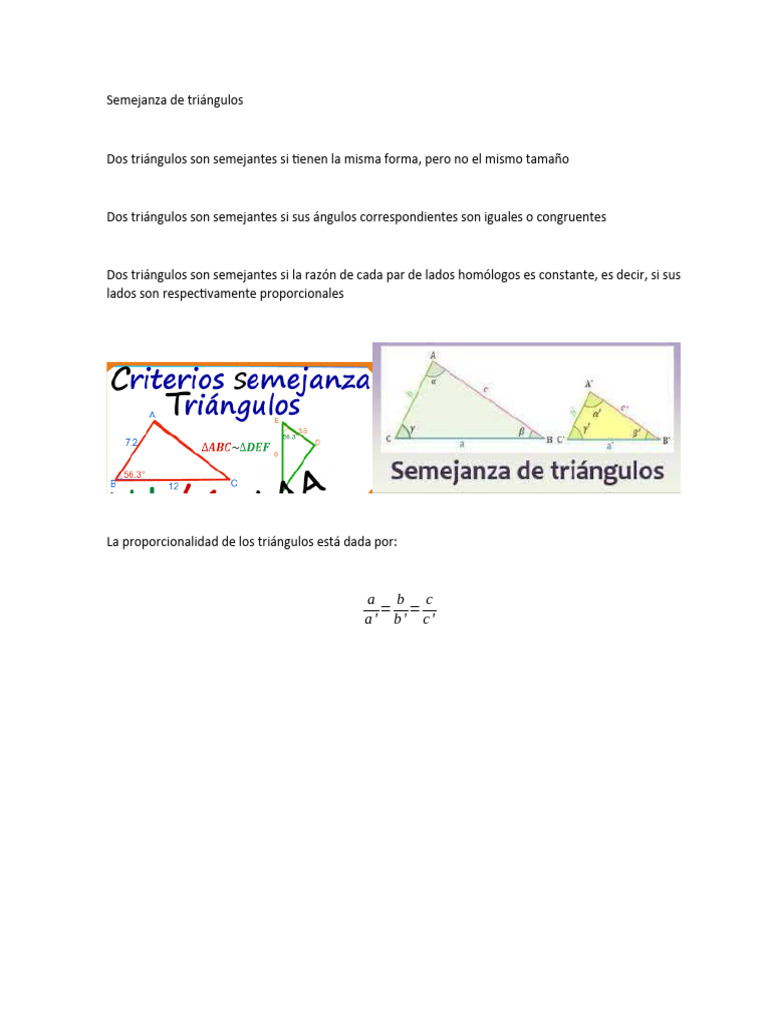Semejanza de Triángulos | PDF | Triángulo | Geometría Elemental