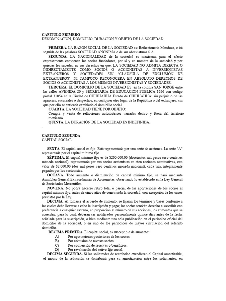 Acta Constitutiva | PDF | Sociedad de responsabilidad limitada | Compartir (Finanzas)