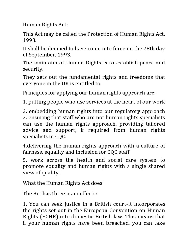 Human Rights Act | PDF | Detention (Imprisonment) | Human Rights