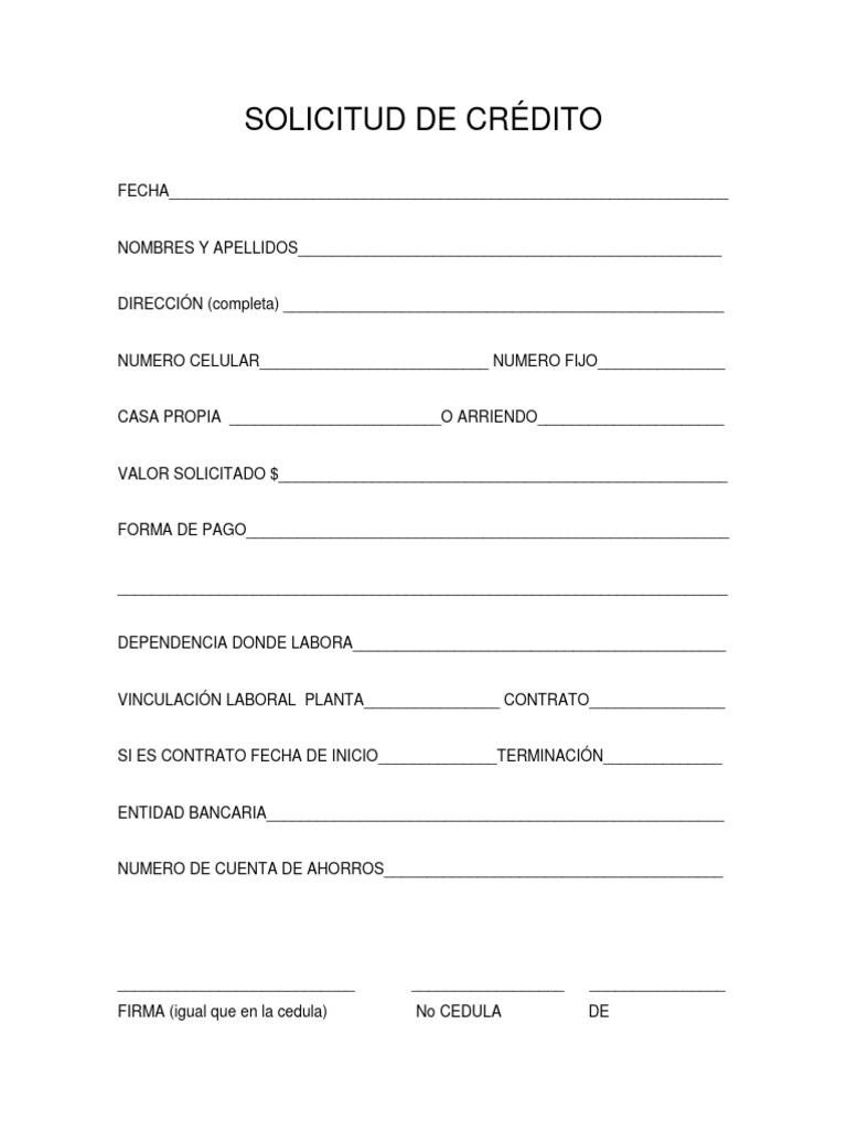 Formato Solicitud de Crédito | PDF