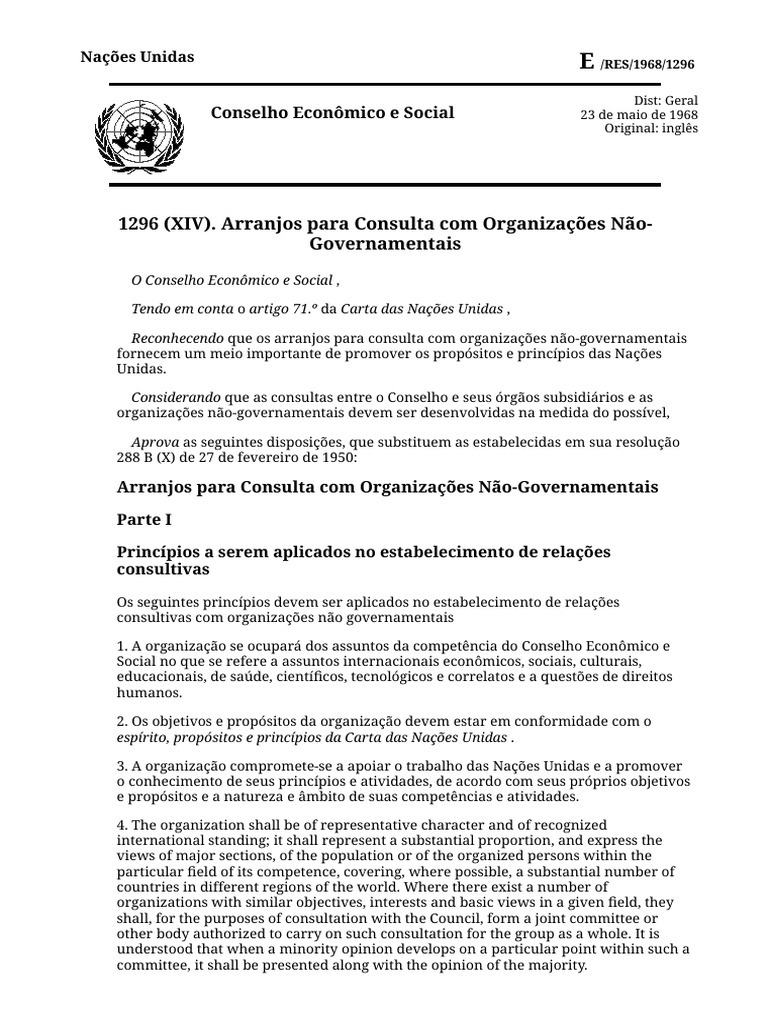 E - RES - 1968 - 1296 - Arrangements For Consultation With Non ...